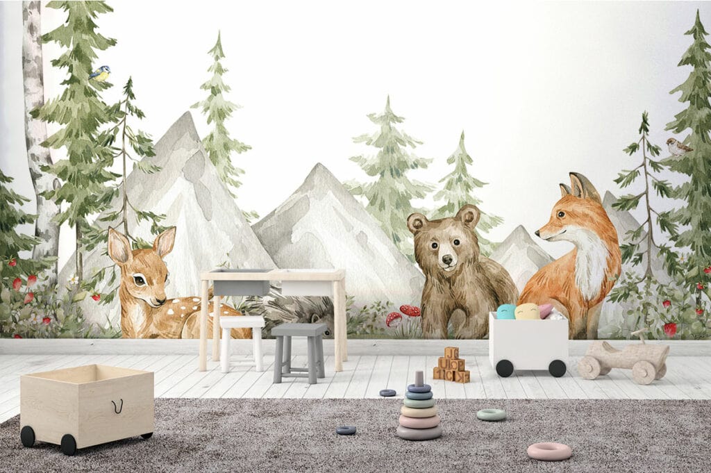 Behang kinderkamer | Vliesbehang op maat - Geboorteplein