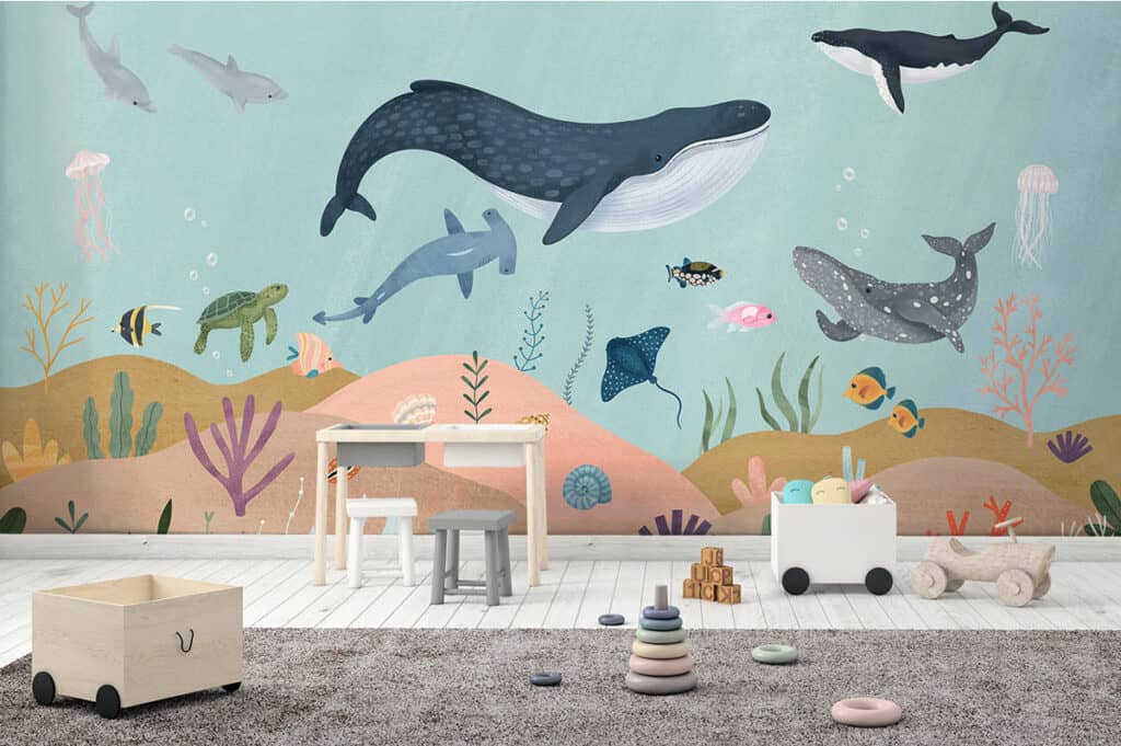 Zeedieren behang kinderkamer | Geboorteplein