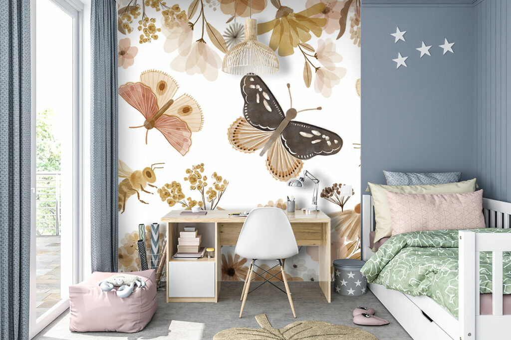Behang | Vlinders en bijtjes - Geboorteplein.nl